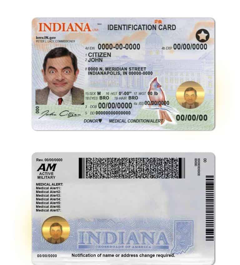 USA Indiana State ID Template PSD Editable