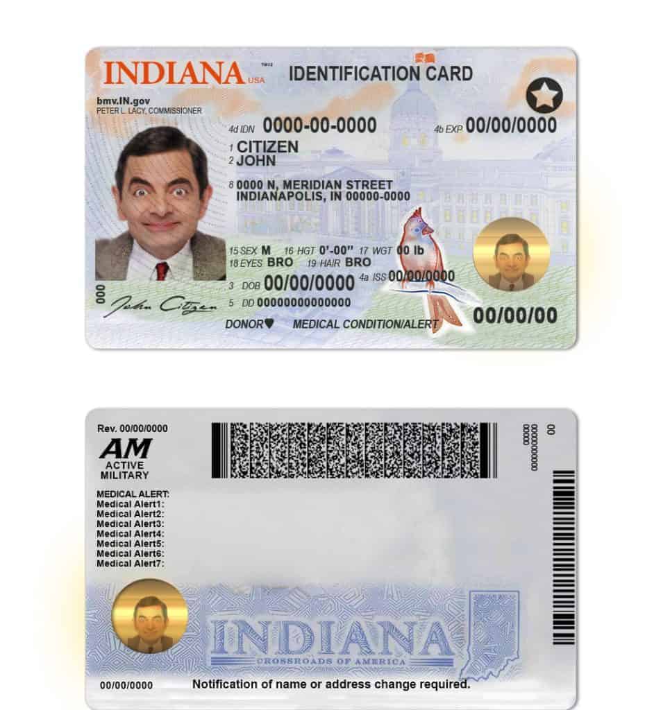 USA Indiana State ID Template In PSD Format, Fully Editable