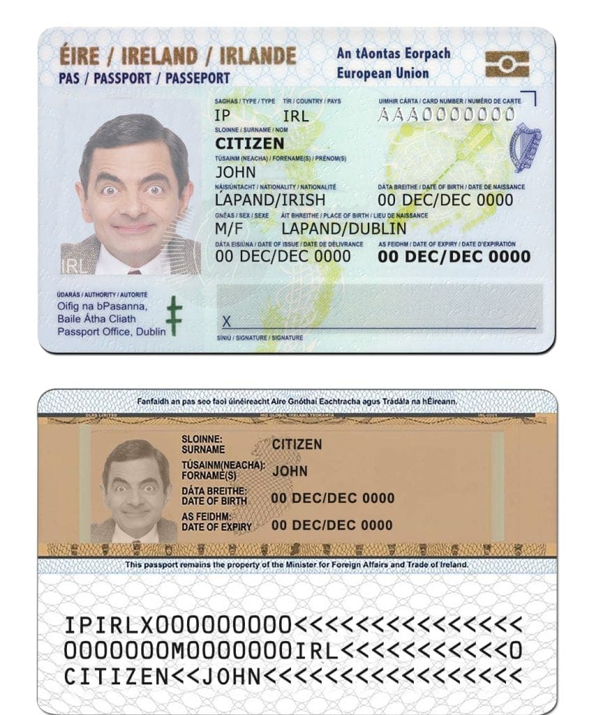 Ireland ID Template In PSD Format, Fully Editable, With All Fonts