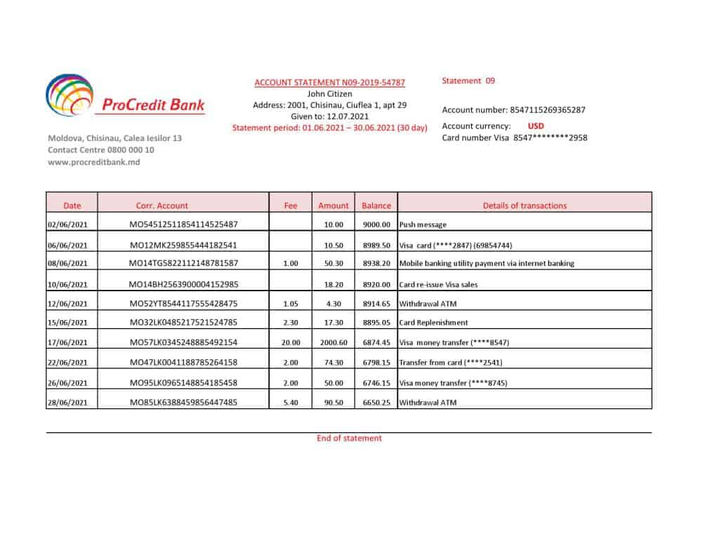 Afghanistan Da Afghanistan Bank Statement Template In Excel An PDF ...