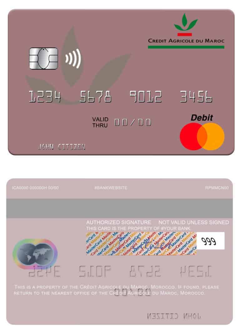 Fillable Morocco Crédit Agricole Du Maroc Bank Mastercard Templates ...