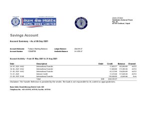 Nepal Bank Nepal Bank Statement Easy To Fill Template In Excel And PDF ...