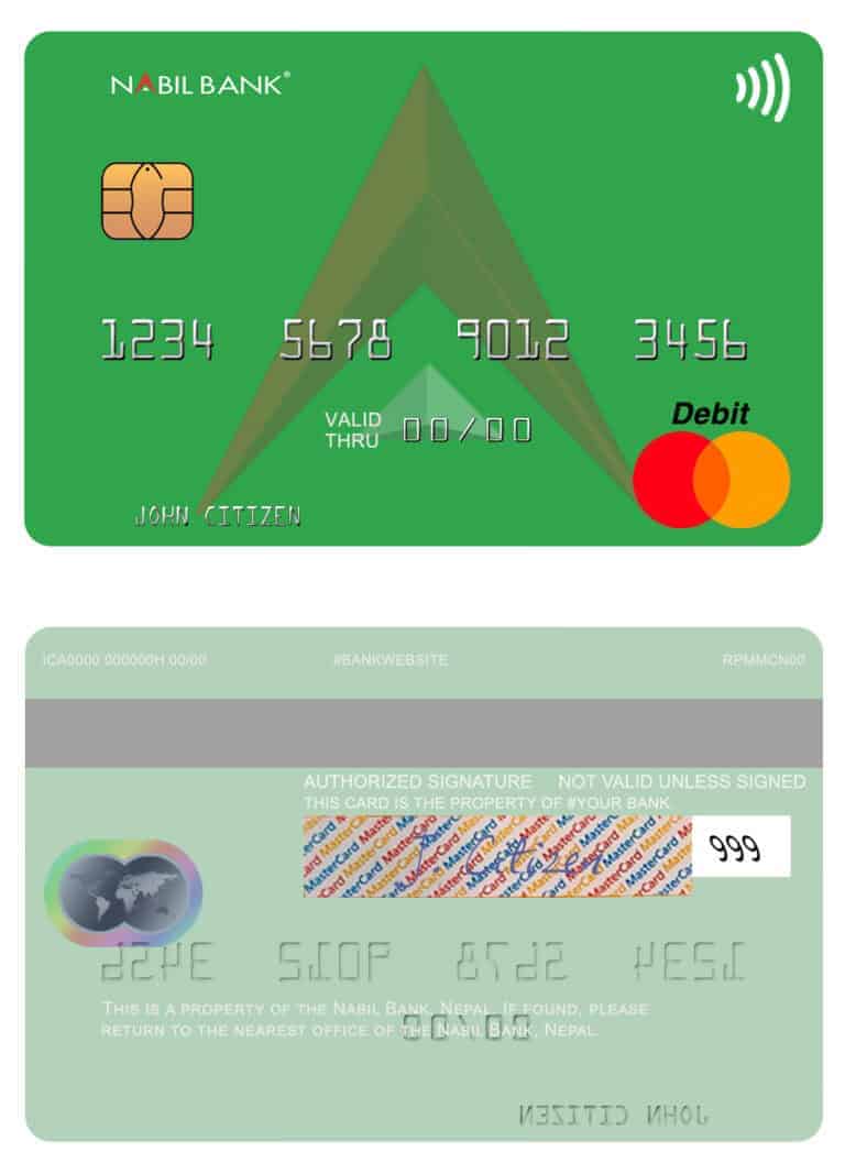 Editable Nepal Nabil Bank Mastercard Templates In PSD Format