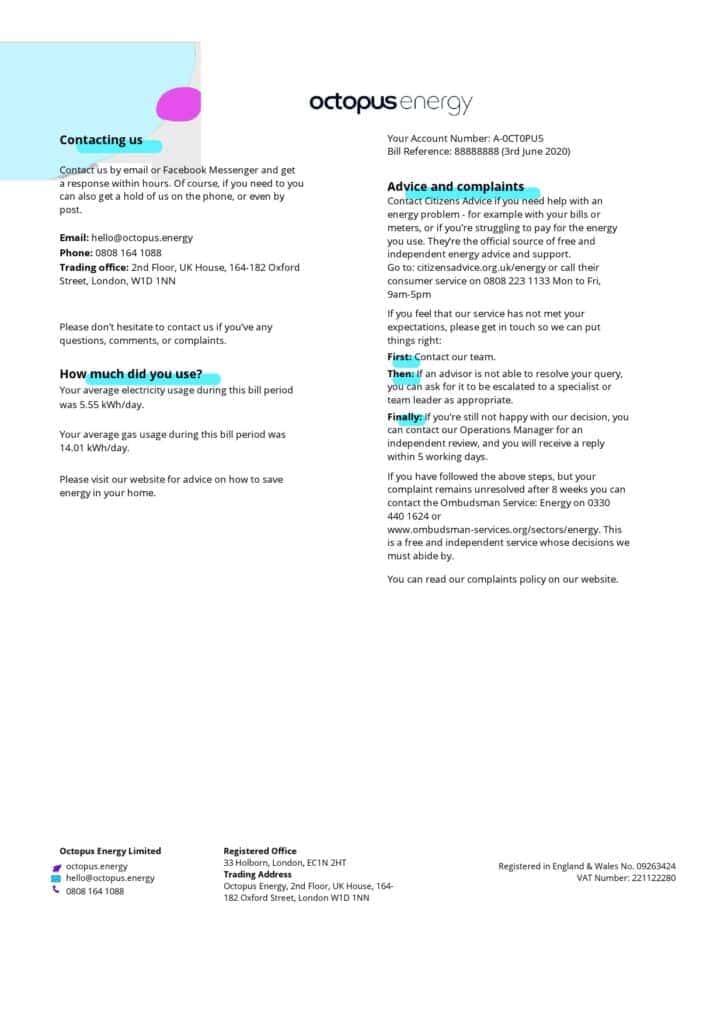 United Kingdom Octopus Energy Utility Bill Template In Word And PDF ...