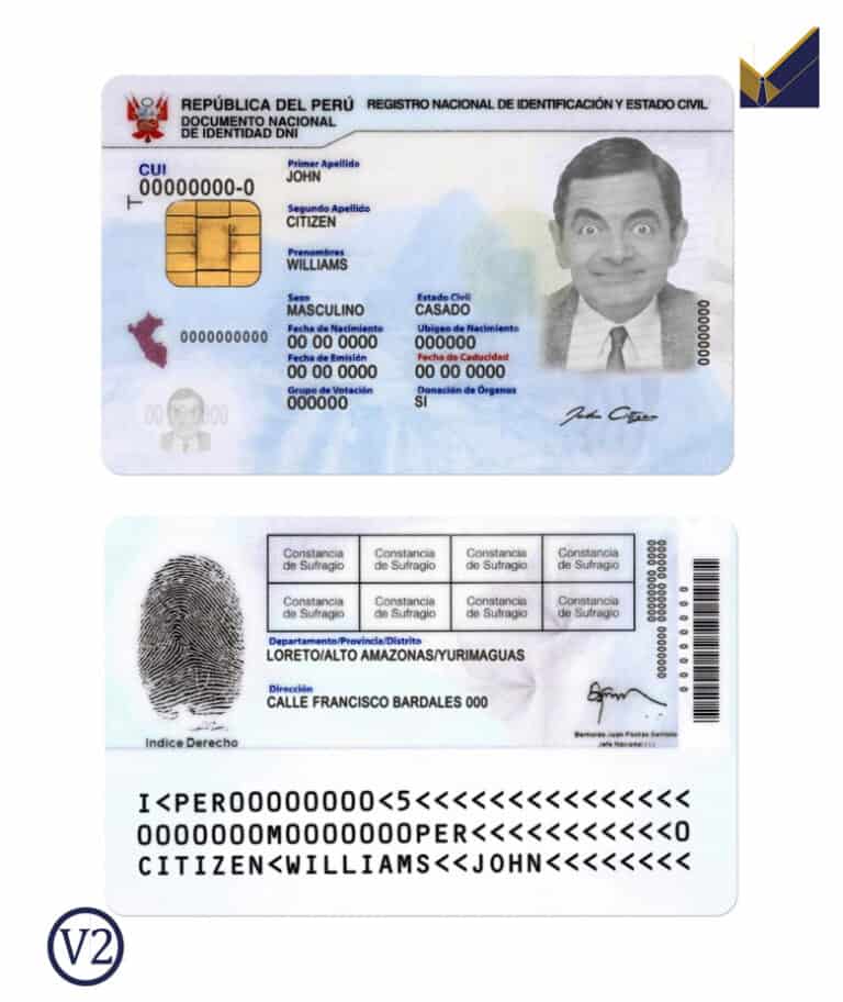 Peru Identity Card PSD Template, With Fonts