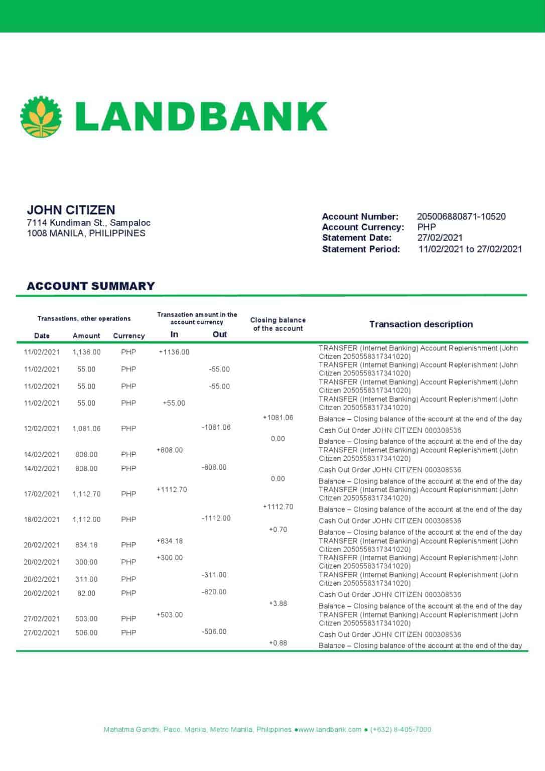 Albania ProCredit Bank Statement Template In Excel And PDF Format | Mr ...