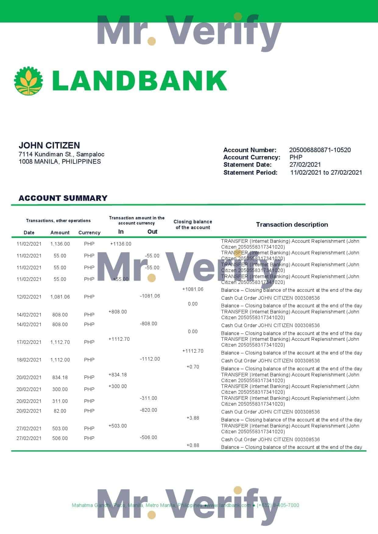 Albania ProCredit Bank Statement Template In Excel And PDF Format | Mr. Verify