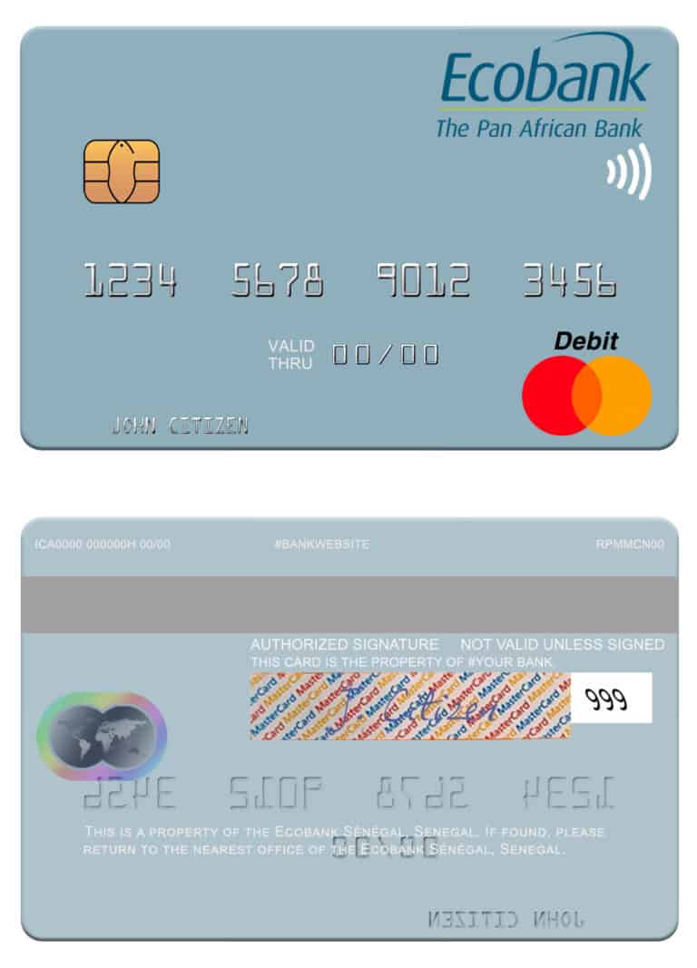 Editable Senegal Ecobank Sénégal Mastercard Templates In PSD Format