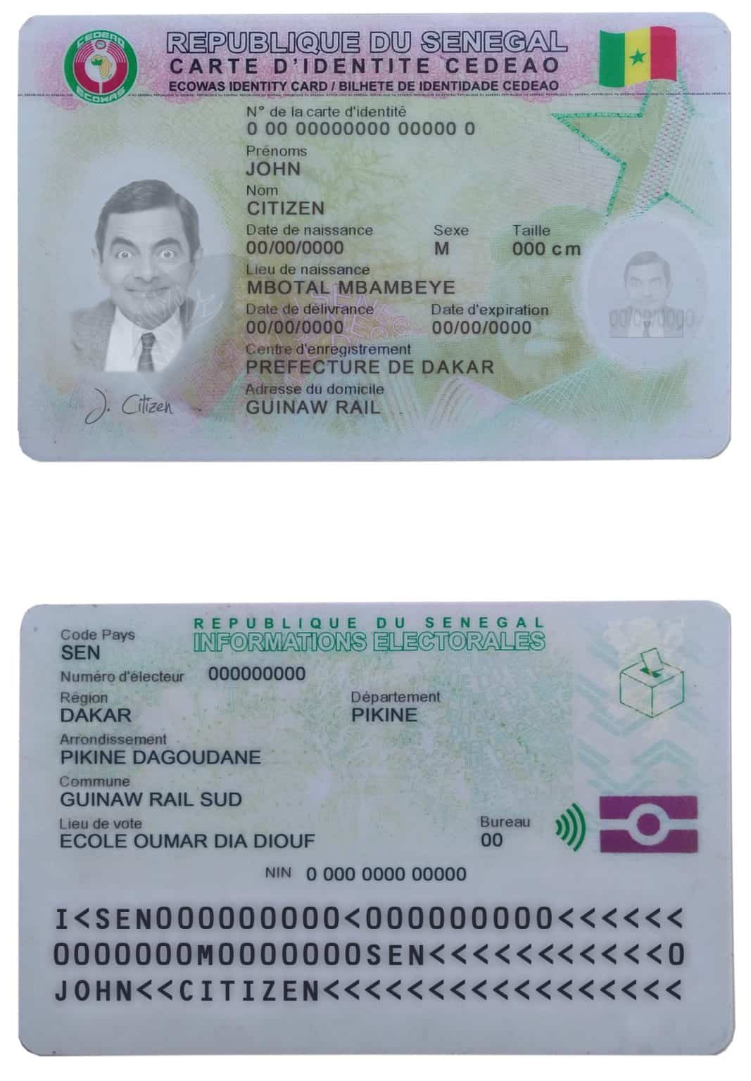 Senegal ID Template In PSD Format, Fully Editable