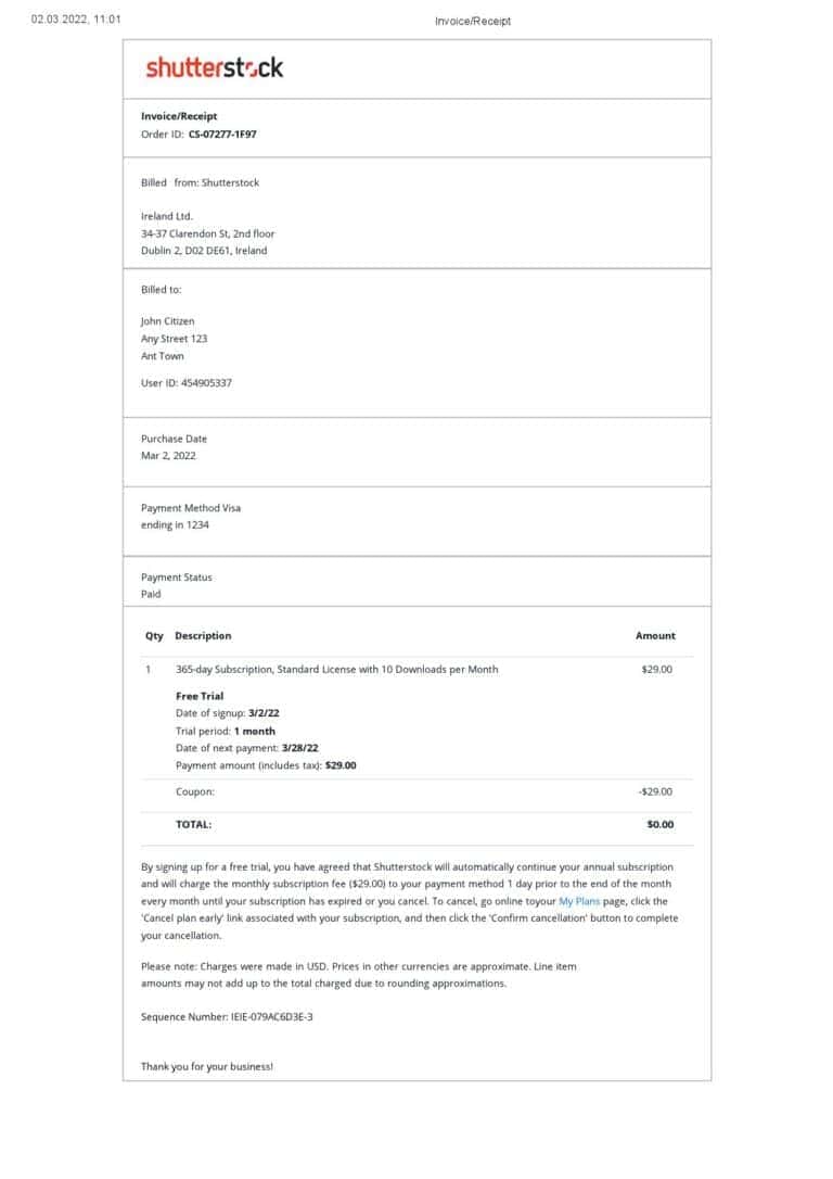 Ireland Shutterstock Invoice Template In Word And PDF Format, Fully ...