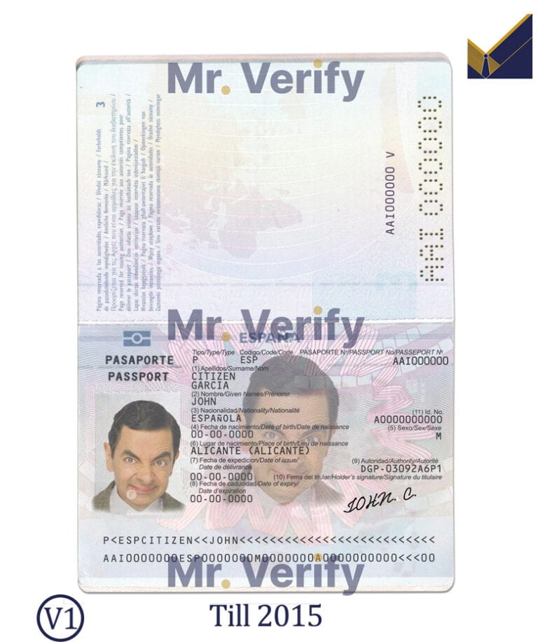 Editable Spain Passport PSD Template