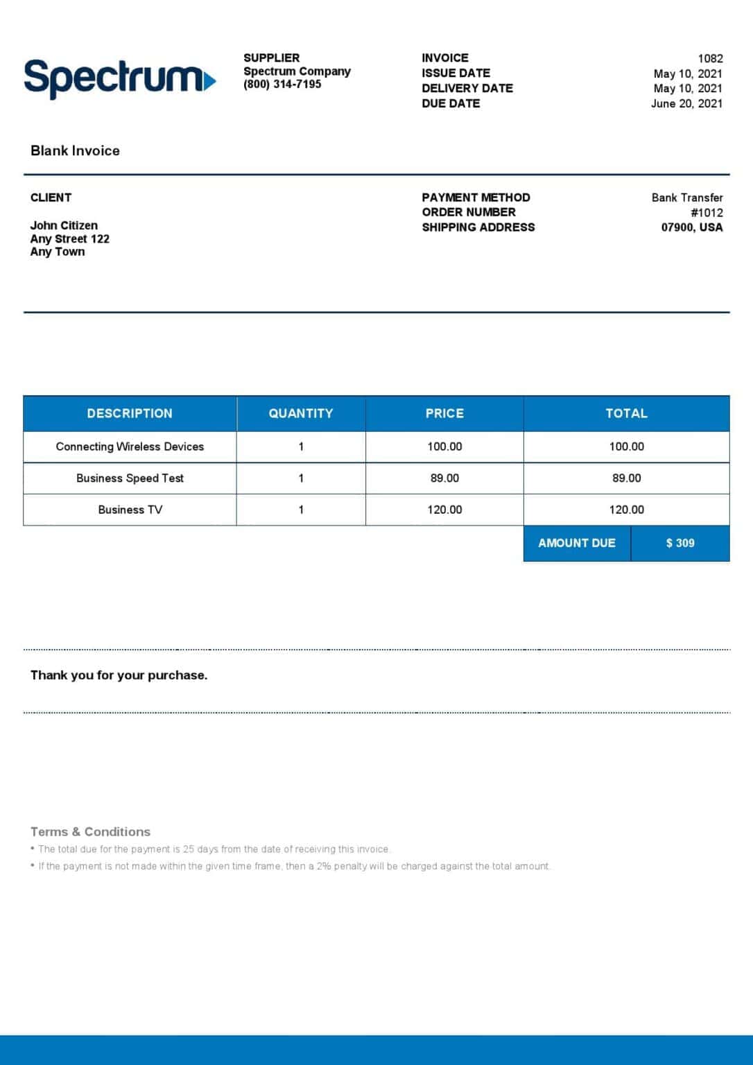 USA Spectrum Invoice Template In Word And PDF Format, Fully Editable ...