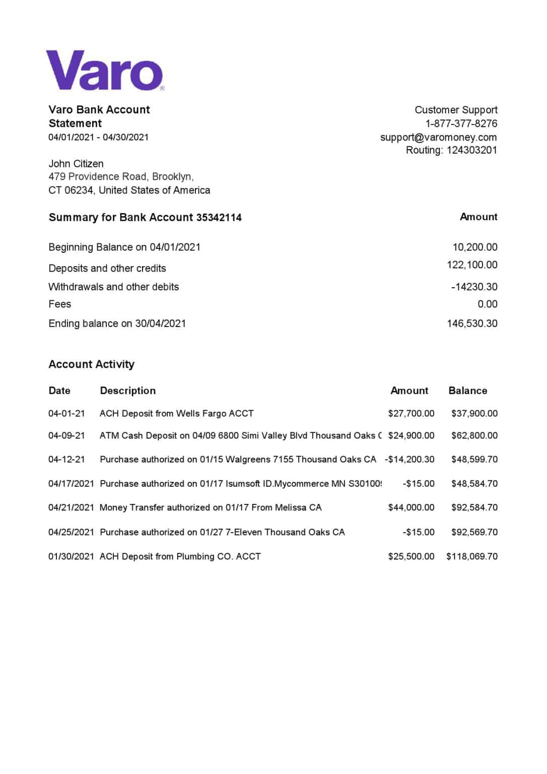 USA California Varo Bank Statement Template In Excel And PDF Format (2 ...