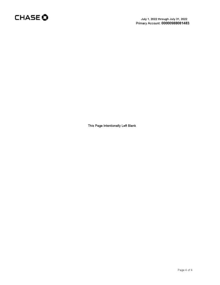 USA Chase Bank Statement Word And PDF Template, 4 Pages