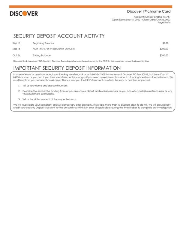 USA Discover Bank Statement, Word And PDF Template, 5 Pages