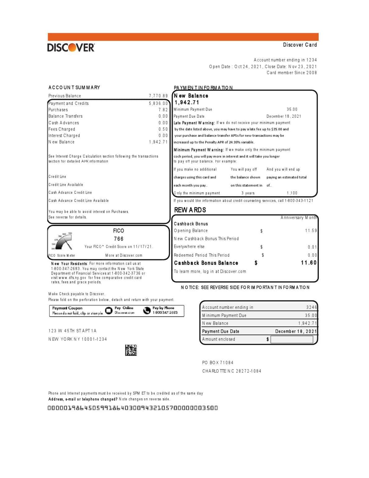 USA Discover Bank Statement Template In Excel And PDF (.xls And .pdf ...