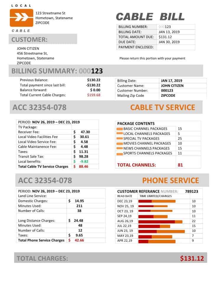 USA Marine Local Cable Utility Bill Template In Word And PDF Format ...