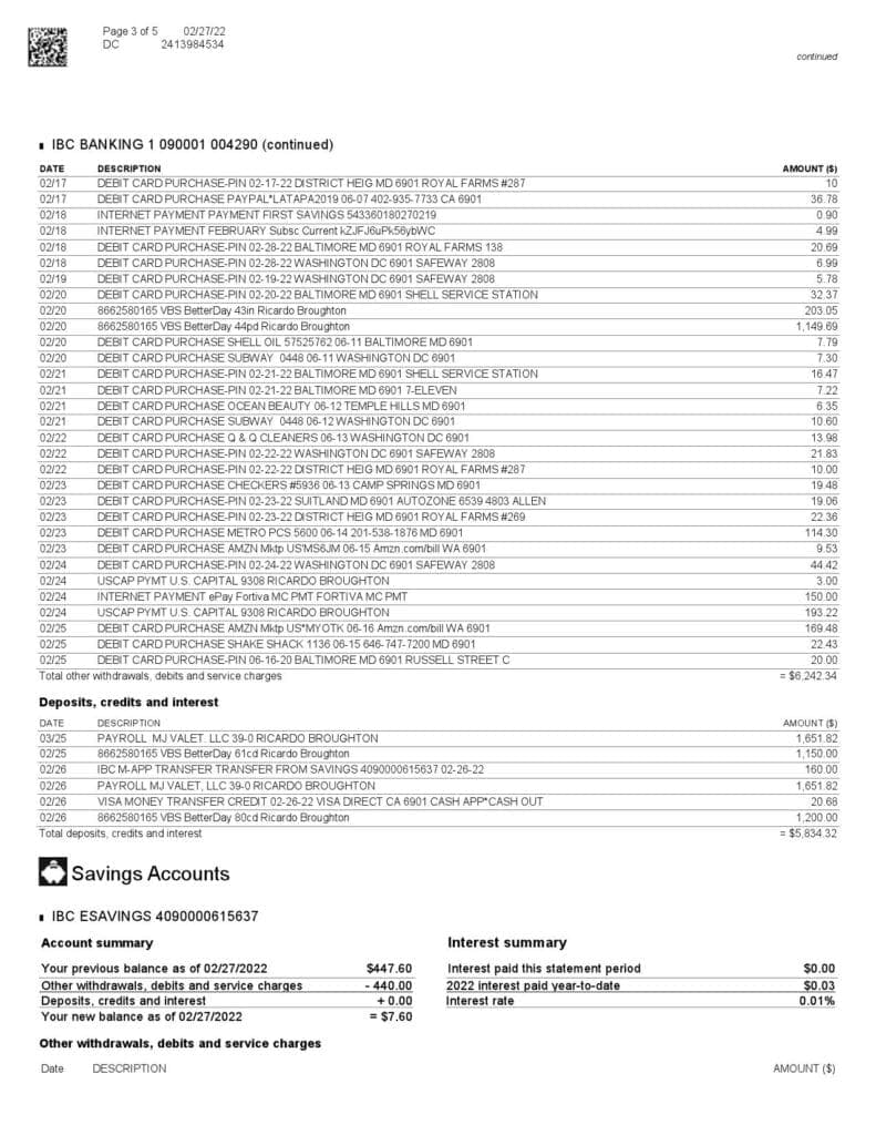 USA Texas IBC Bank Statement Word And PDF Template, 5 Pages