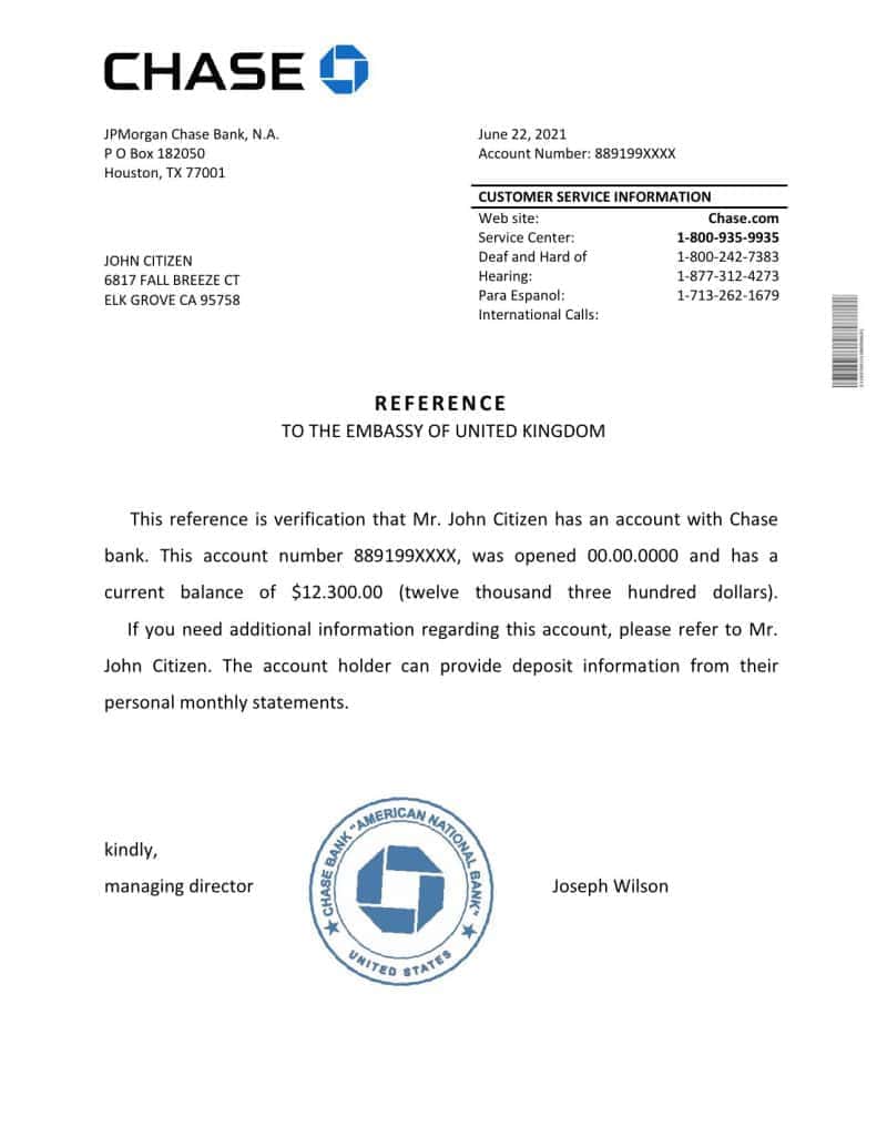 Download USA Chase Bank Reference Letter Templates | Editable Word