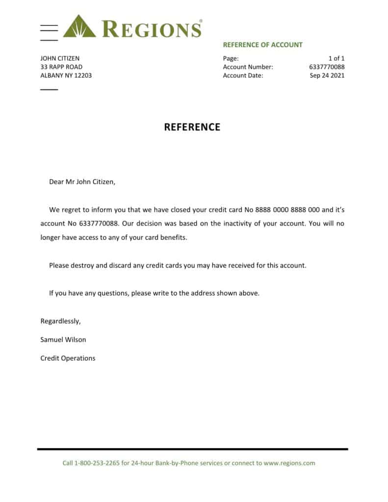 Download USA Regions Bank Reference Letter Templates | Editable Word