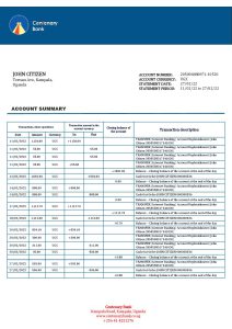 Uganda Centenary Bank Statement Template In Word And PDF Format