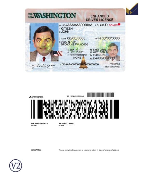 Editable USA Washington Driver License Template | PSD Layer-Based