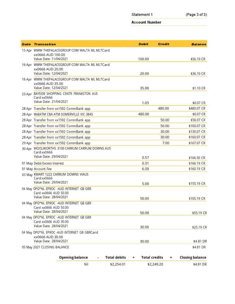Australia Commonwealth Bank Statement Template In Word And PDF Format ...
