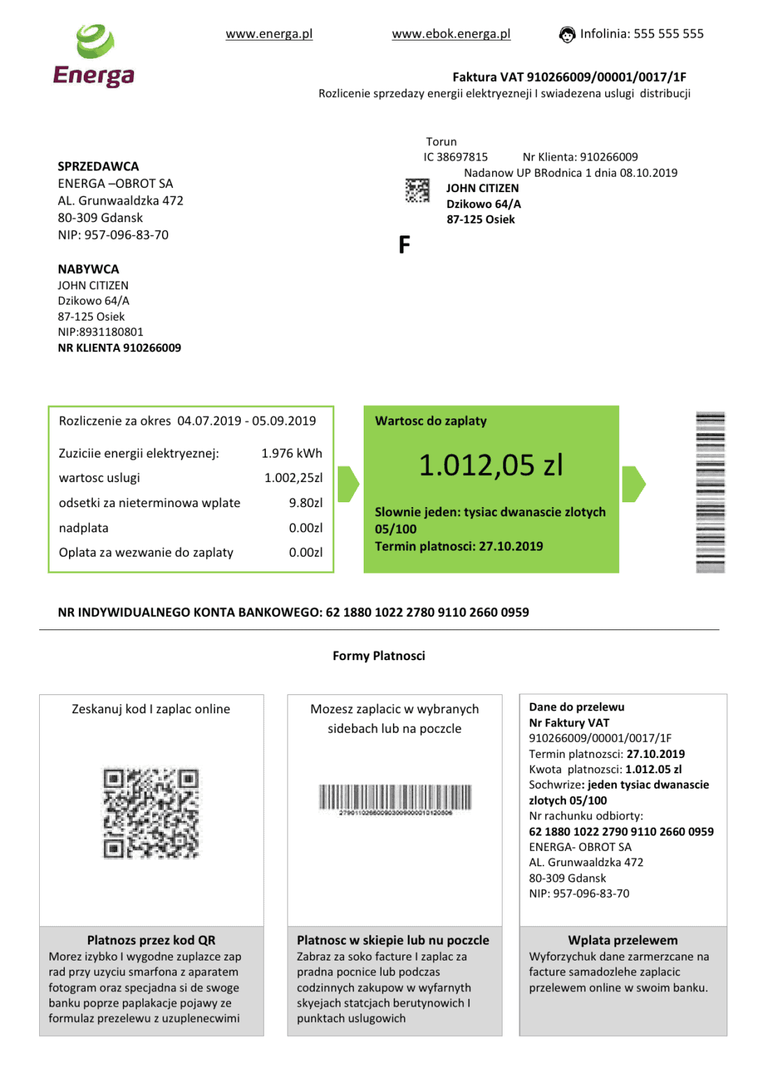 Poland Energa Utility Bill Template In Word And PDF Format