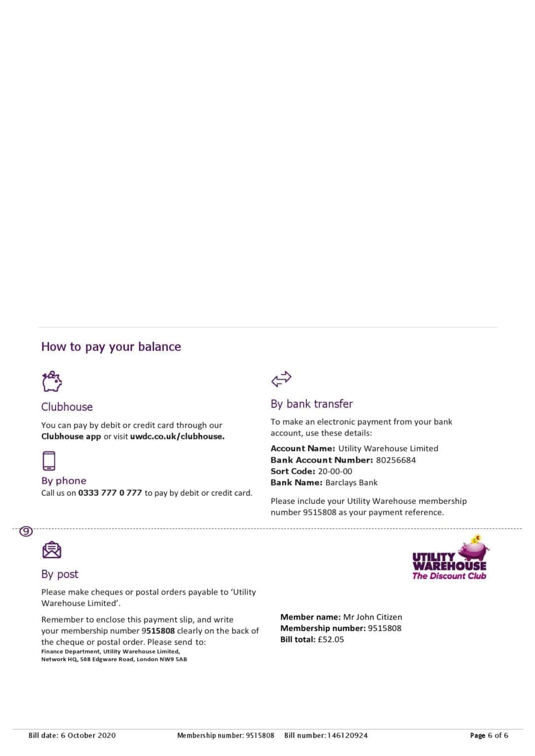 United Kingdom Utility Warehouse Electricity Utility Bill Template In ...
