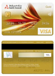 Editable Oman Bank Muscat Visa Gold Card Templates In PSD Format