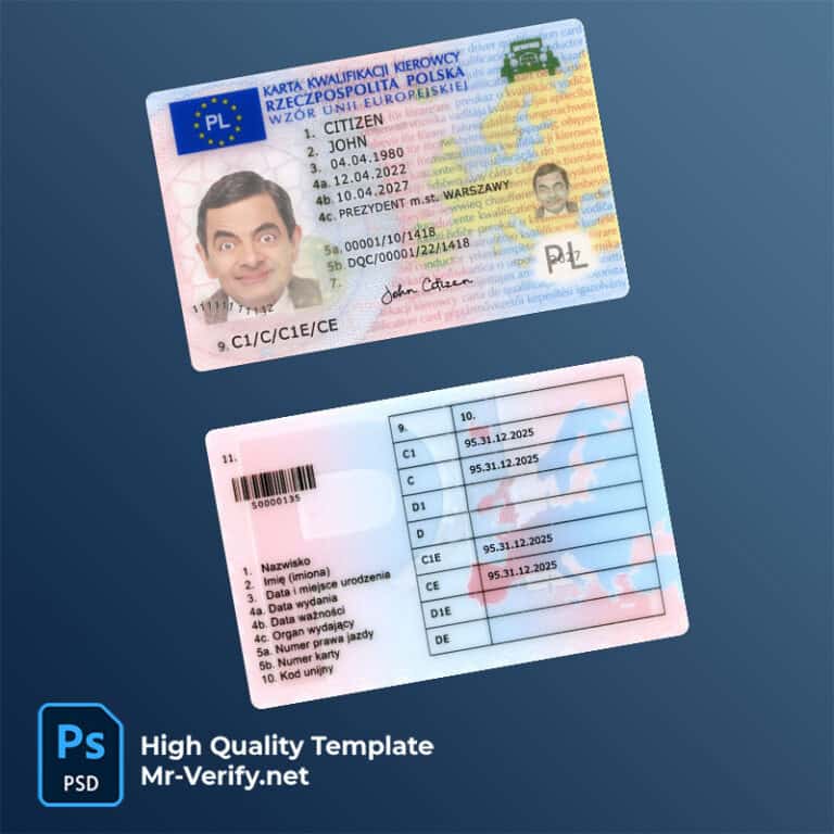 Poland Driver License PSD Template