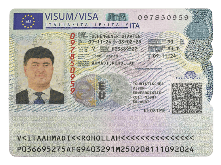 High-Res Italy Schengen Travel Visa Template