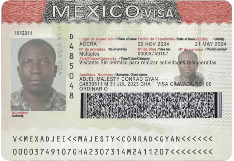 Mexico Tourist Visa PSD Template High Quality