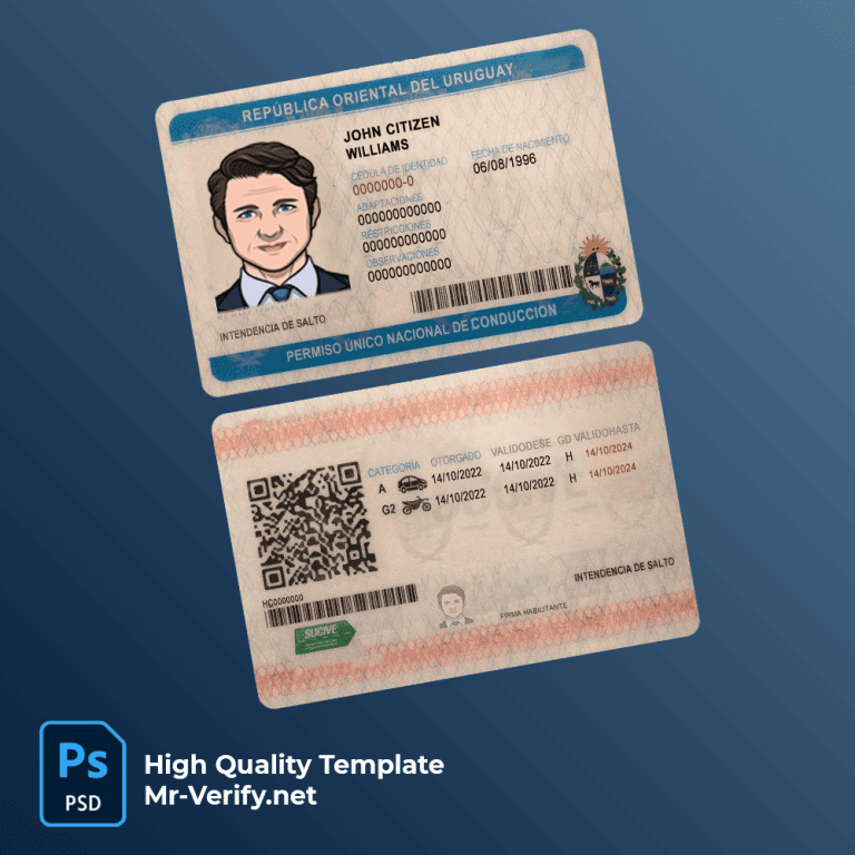 Uruguay Driver License Psd Template | For Verification