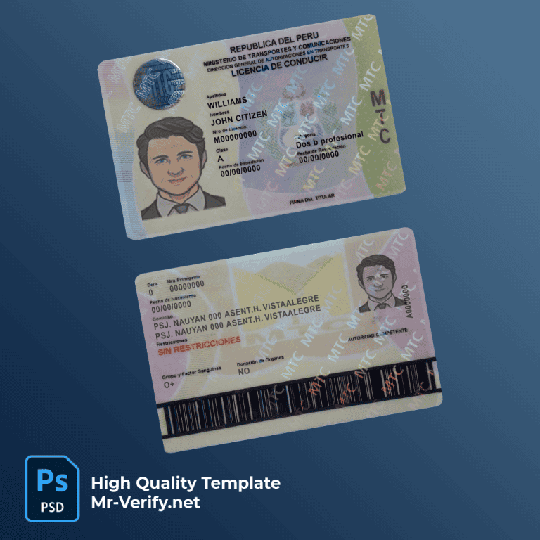 Peru Driver License Psd Template | Editable Last Version