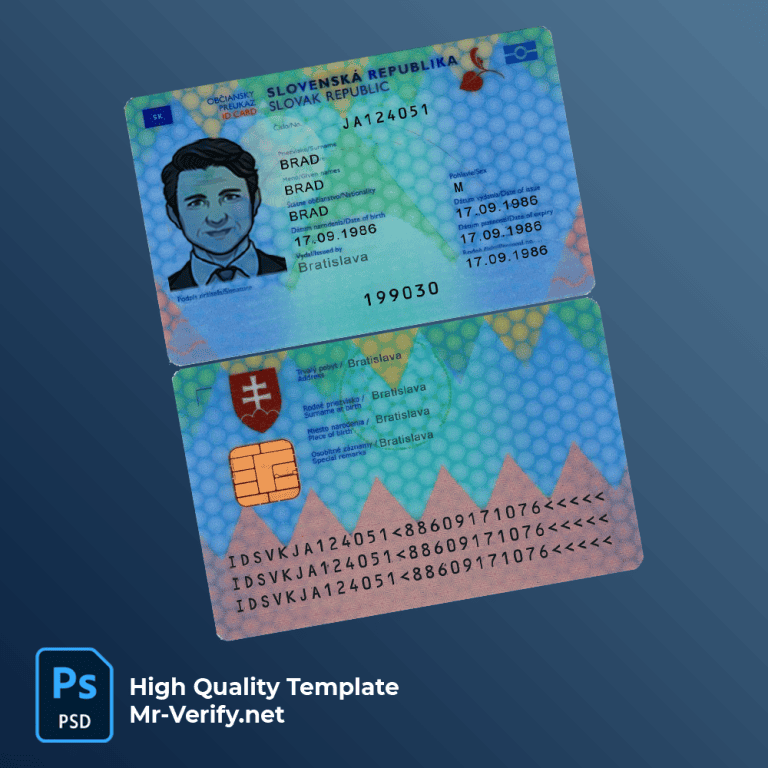 Slovakia ID Card Psd Template
