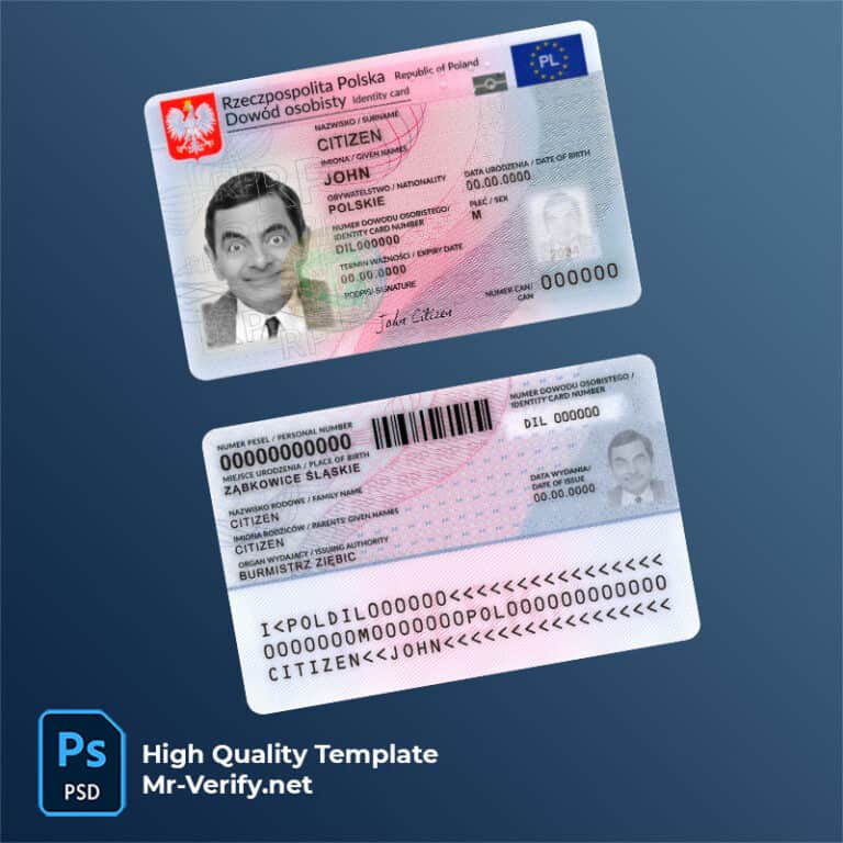 High-Res Poland ID Card PSD Template