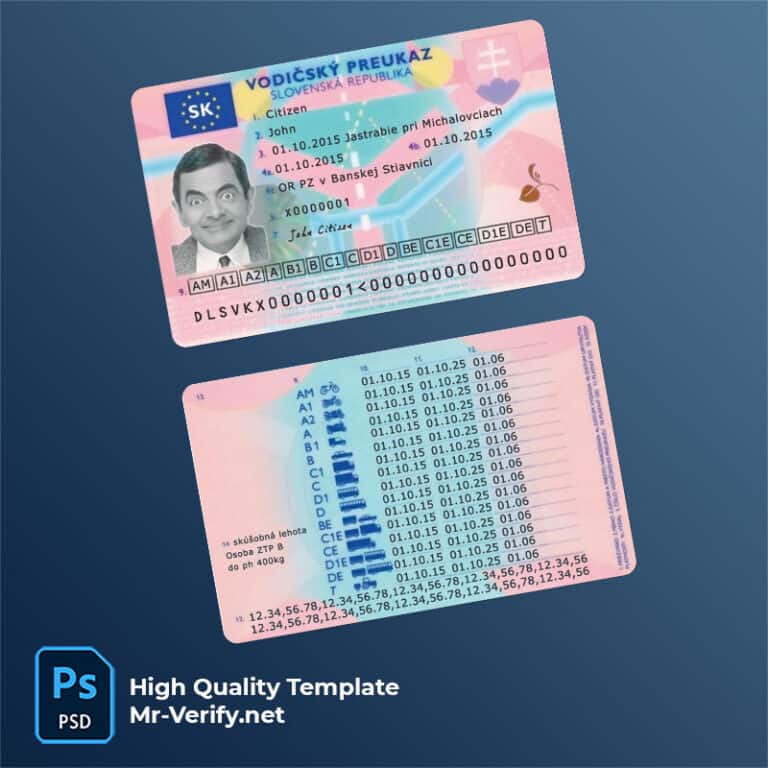 Slovakia Driver License Psd Template