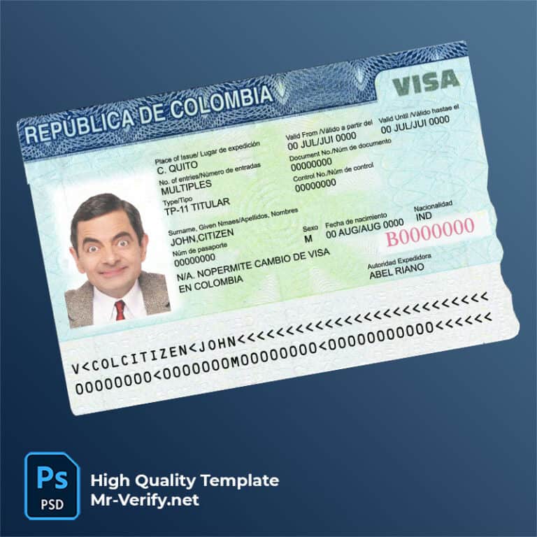 Colombia Travel Visa PSD Template