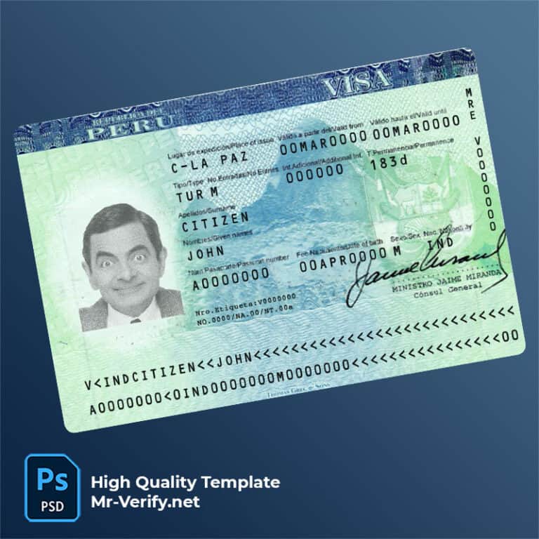 Peru Tourist Visa Psd Template