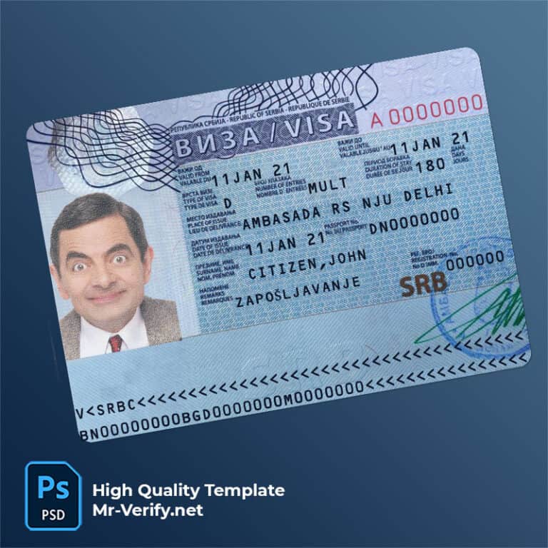 Serbia Travel Visa PSD Template