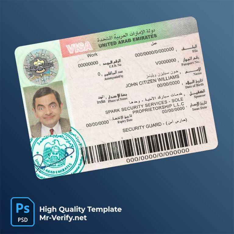 UAE Work Visa PSD Template