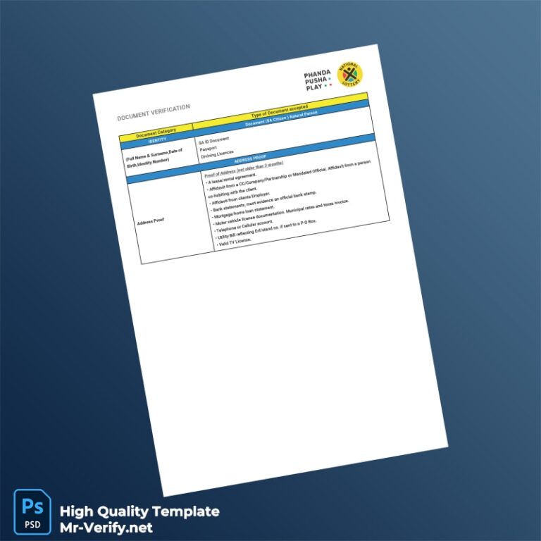 South Africa Editable Document List Template In Word And PDF Formats
