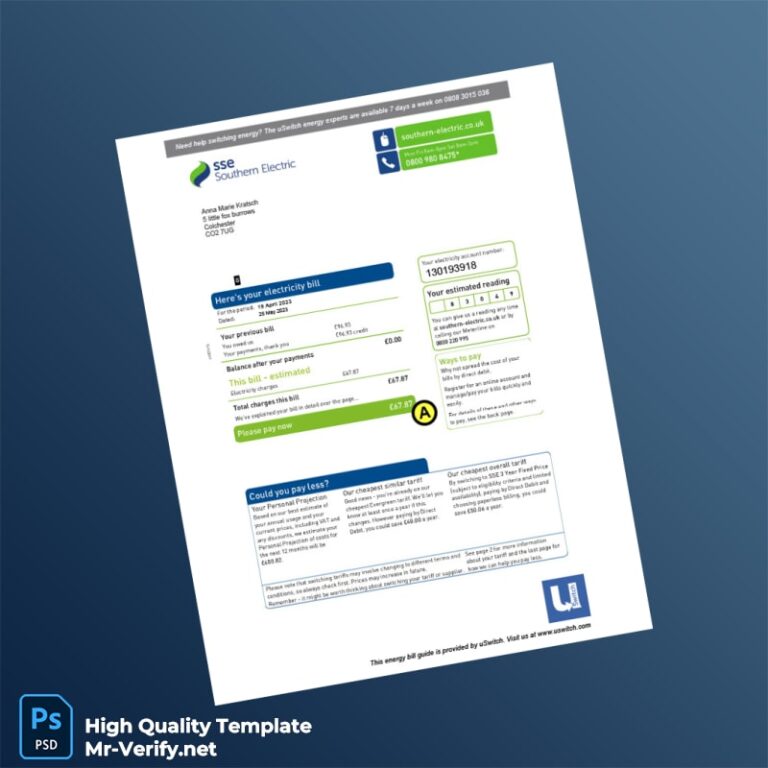 UK USwitch Editable Electricity Bill Template In Word And PDF Formats
