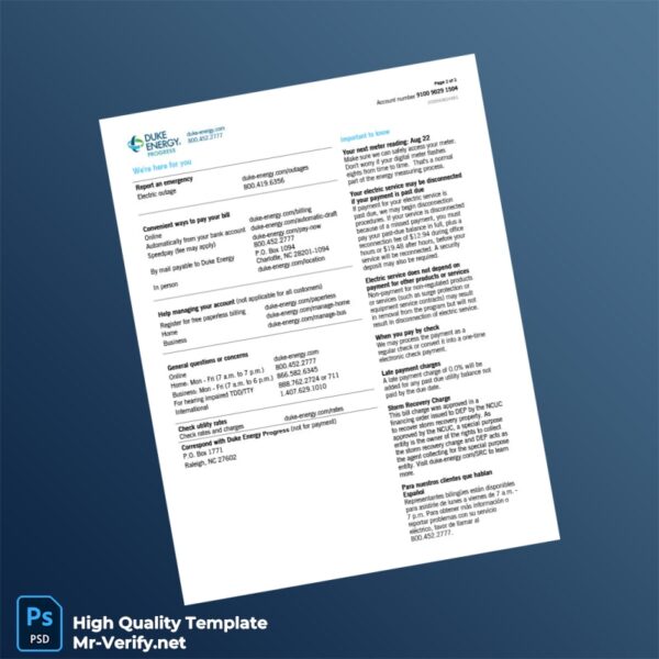 USA Duke Energy Editable Electricity Bill Template In Word And PDF ...