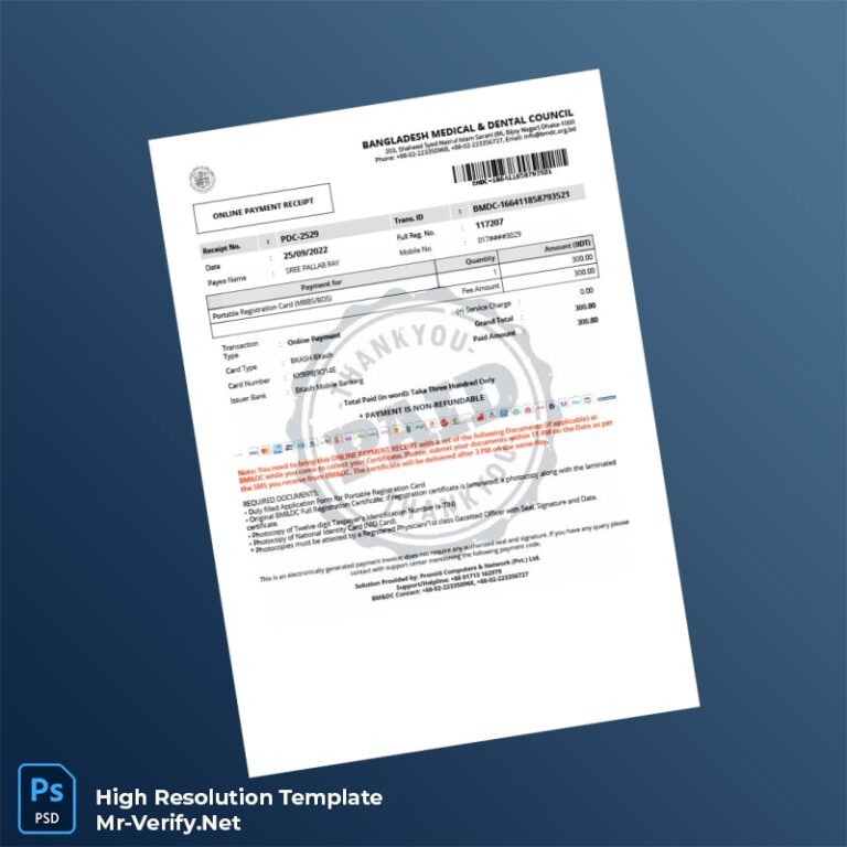 Editable Bangladesh BM DC Portable Registration Certificate Word And ...