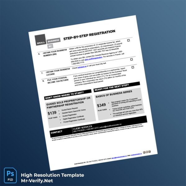 Editable Canada Small Business BC Business Registration Certificate ...