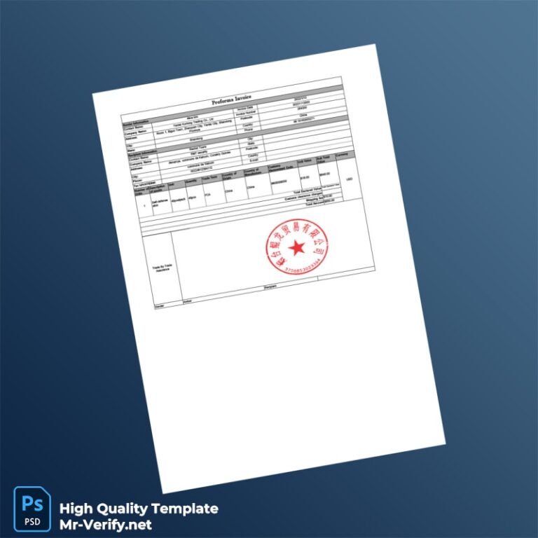 China Yantai Kunlong Trading Co Ltd Proforma Invoice Template In Word ...