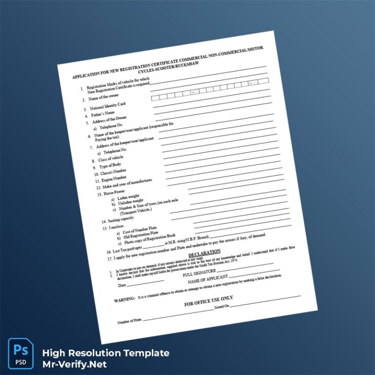 Editable Country Transport Authority Application For New Vehicle ...