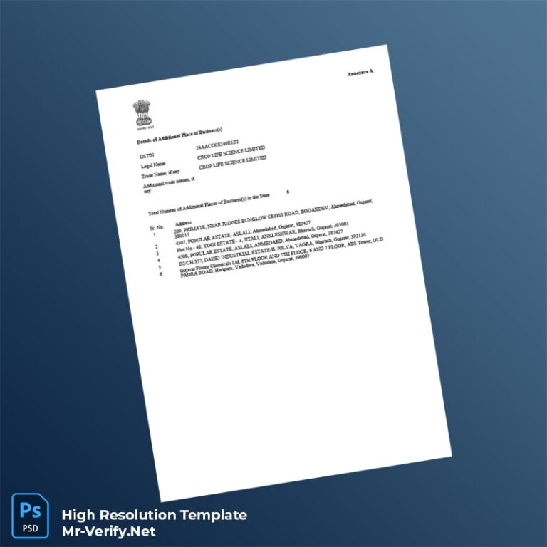 Editable Gujarat GST Registration Certificate Word And Pdf Template 3 Page